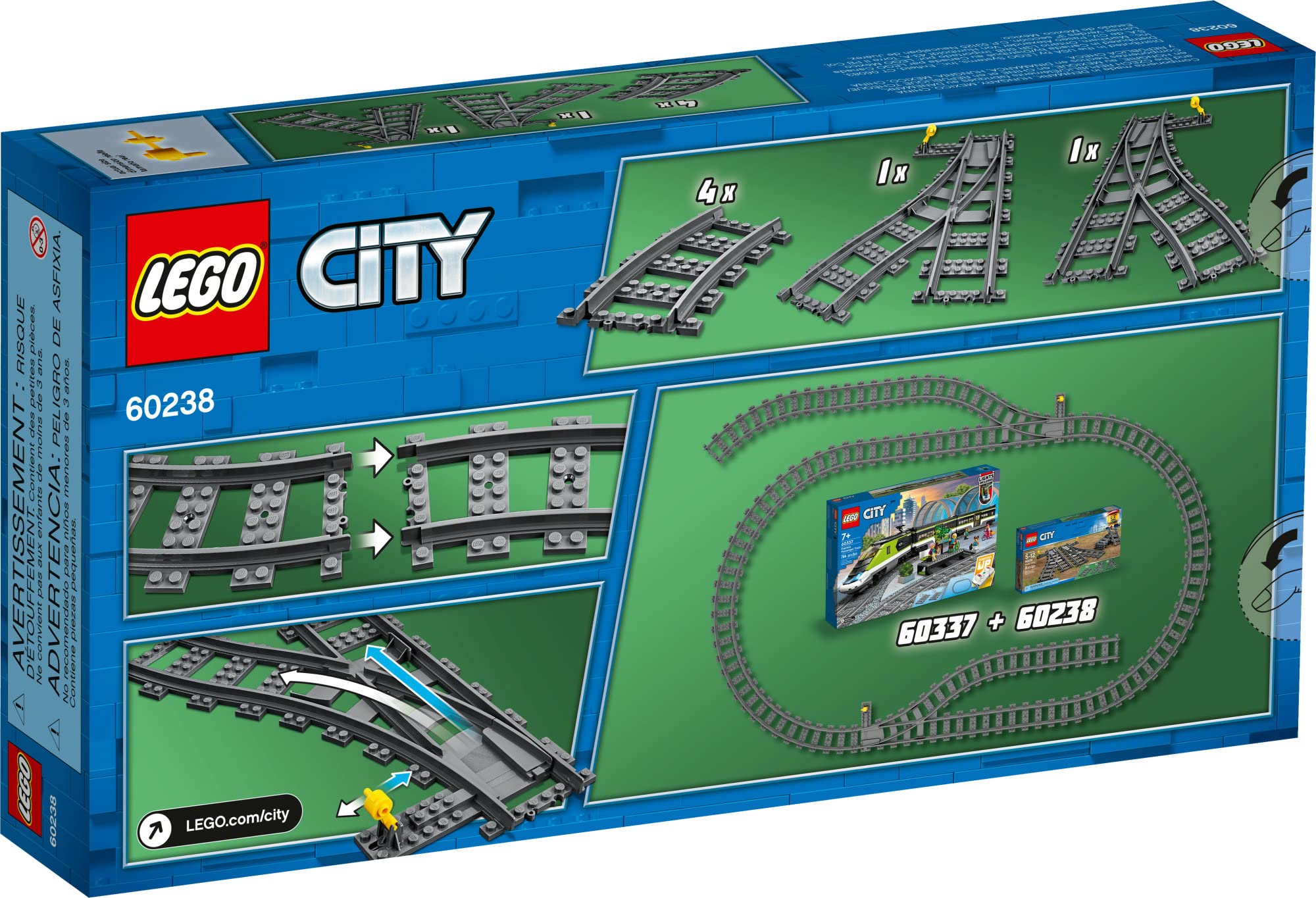 LEGO City Trains Switch Tracks 60238 Building Toy Set for Kids, Boys, and Girls Ages 5+ (8 Pieces)