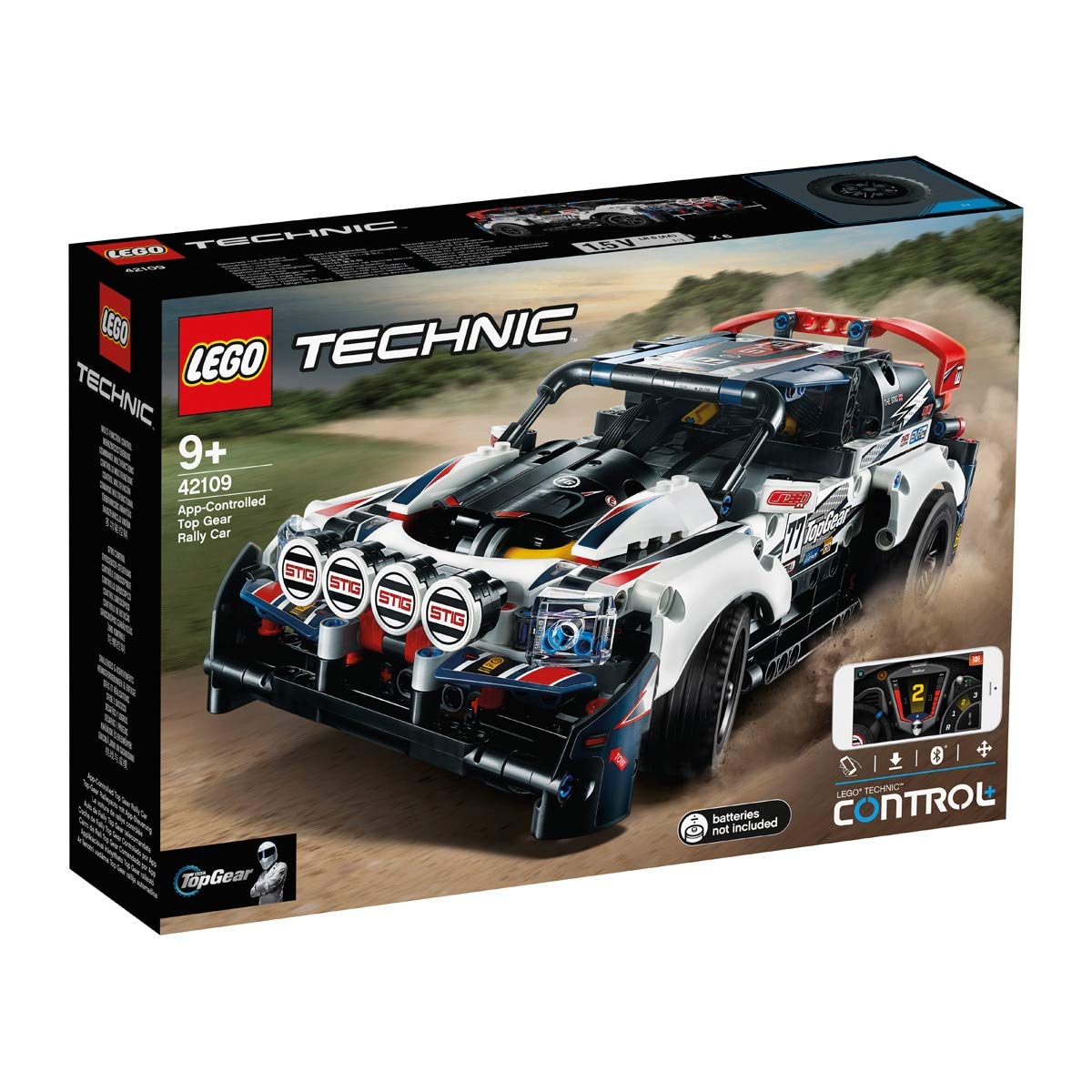 LEGO 42109 Technic Control+ App-Controlled Top Gear Rally Car Model Building Set, RC Racing Car Toy for 9 years and up