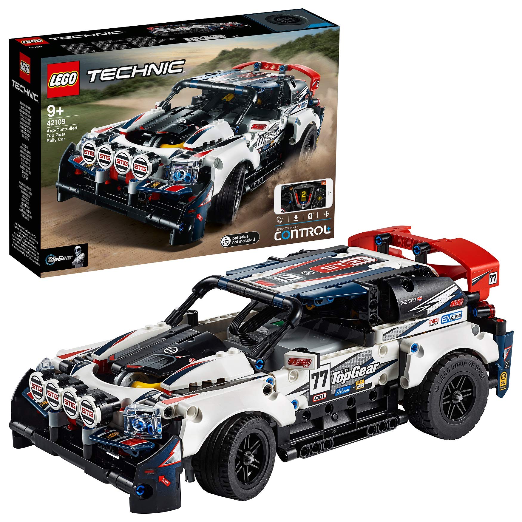 LEGO 42109 Technic Control+ App-Controlled Top Gear Rally Car Model Building Set, RC Racing Car Toy for 9 years and up