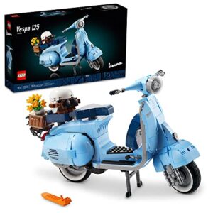 lego icons vespa 125 scooter model building kit 10298, vintage italian iconic model moped, display home décor set for adults, relaxing creative hobbies, gift idea