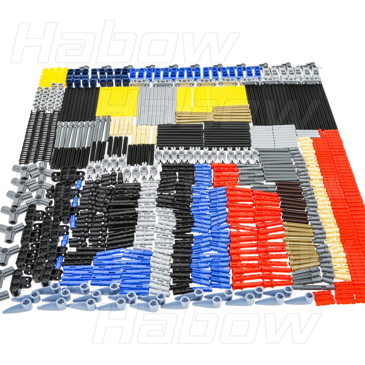 Habow 882pcs Technic-Parts Axle-Pin-Connector Compatible with Lego-Technic, Technic Bush Technic Chain Link Technic Tooth Rubber Band Etc. MOC Replacement Pieces and Parts.