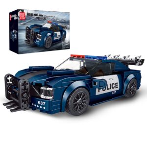 mould king 27002 mini barricade police car building kits, moc building blocks set to build, gift for kids/adult collections enthusiasts(356 pieces, static version with display box)