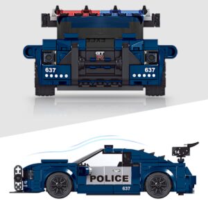 Mould King 27002 Mini Barricade Police car Building Kits, MOC Building Blocks Set to Build, Gift for Kids/Adult Collections Enthusiasts(356 Pieces, Static Version with Display Box)