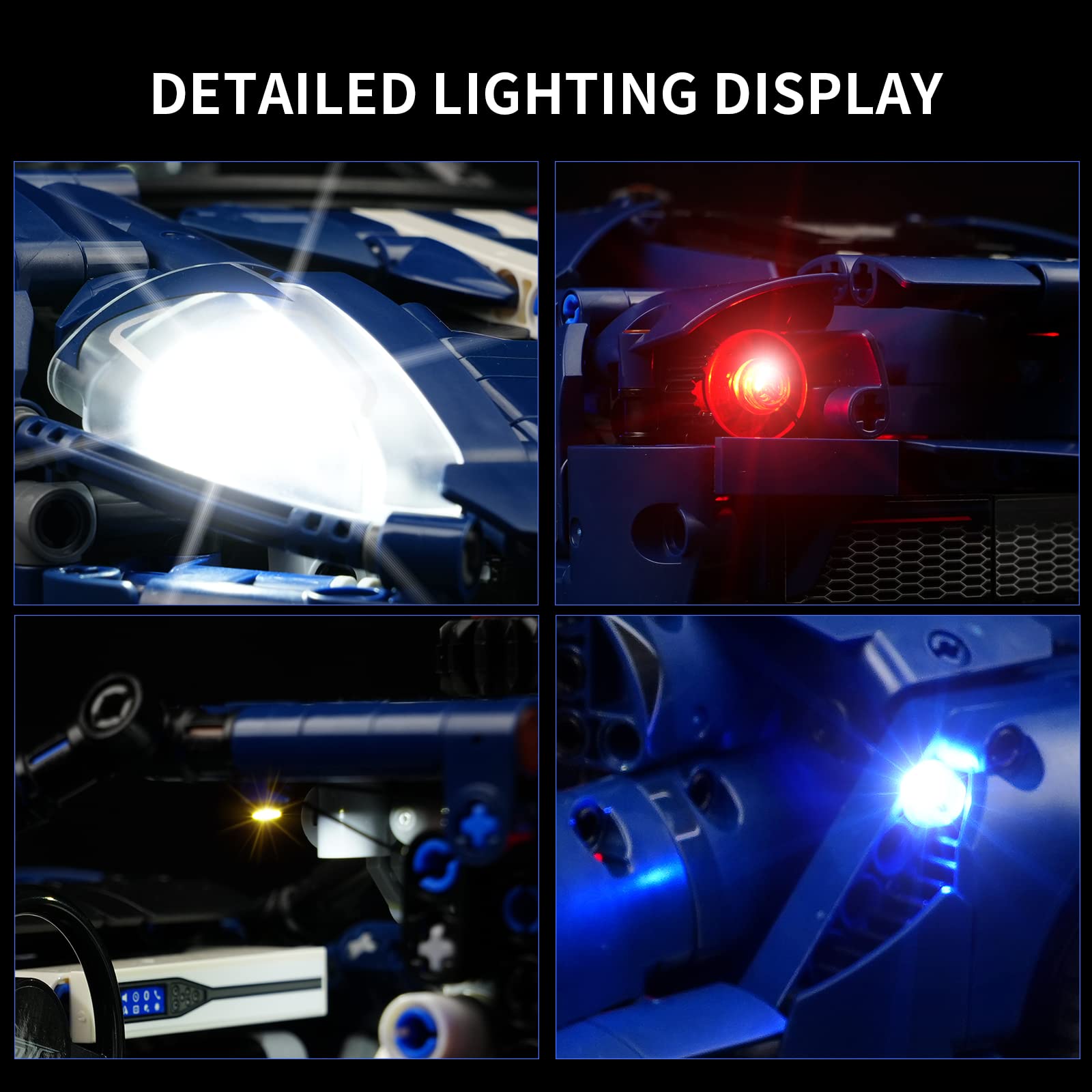 Rorliny LED Light Kit for LEGO Technic 2022 Ford GT 42154 Car Model Kit, Lighting Set Compatible with Lego 42154 (Lights Only, No Lego Models)