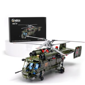 nifeliz ka-27 helicopter, military helicopter building set, collectible display model for adult gift giving (1,800 pieces)