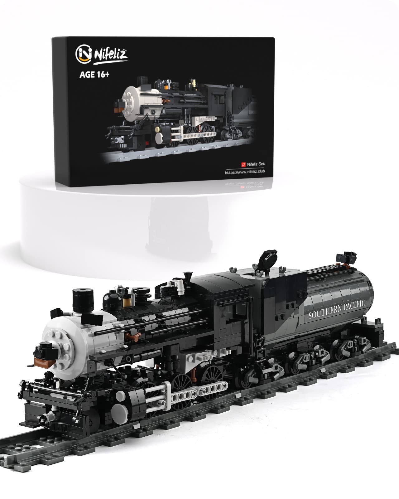 Nifeliz CN5700 Steam Train Building Kit and Engineering Toy, Collectible Steam Locomotive Display Set, 1：38 Scale Model Train Building Kit with Train Tracks, Top Present for Train Lovers (1136 PCS)