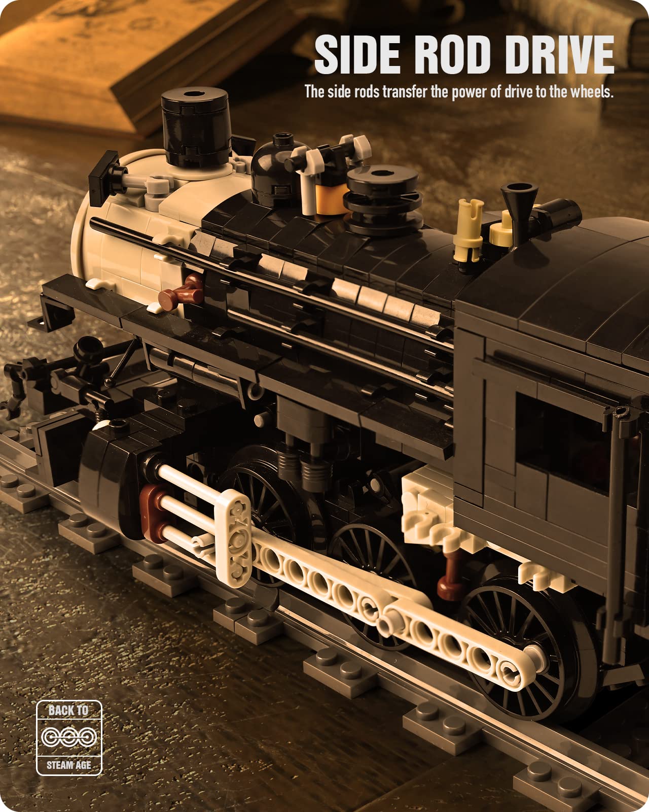 Nifeliz CN5700 Steam Train Building Kit and Engineering Toy, Collectible Steam Locomotive Display Set, 1：38 Scale Model Train Building Kit with Train Tracks, Top Present for Train Lovers (1136 PCS)