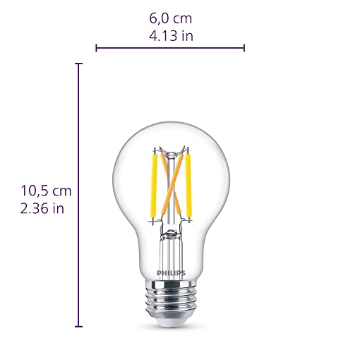 Philips LED Flicker-Free Clear Dimmable A19 Light Bulb - EyeComfort Technology - 800 Lumen - Soft White (2700K) - 8W=60W - E26 Base - Title 20 Certified - Ultra Definition - Indoor - 8-Pack