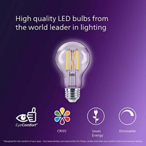 Philips LED Flicker-Free Clear Dimmable A19 Light Bulb - EyeComfort Technology - 800 Lumen - Soft White (2700K) - 8W=60W - E26 Base - Title 20 Certified - Ultra Definition - Indoor - 8-Pack