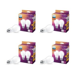 philips led flicker-free frosted dimmable a19 light bulb - eyecomfort technology - 800 lumen - soft white (2700k) - 8w=60w - e26 base - title 20 certified - ultra definition - indoor - 8-pack