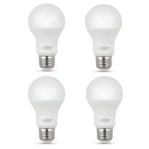 feit electric a19 led light bulb, 60w equivalent, e26 medium base, 800 lumens, 3500k neutral white, non-dimmable standard light bulb, 10-year lifetime, a800/835/10kled/4, 4 packs