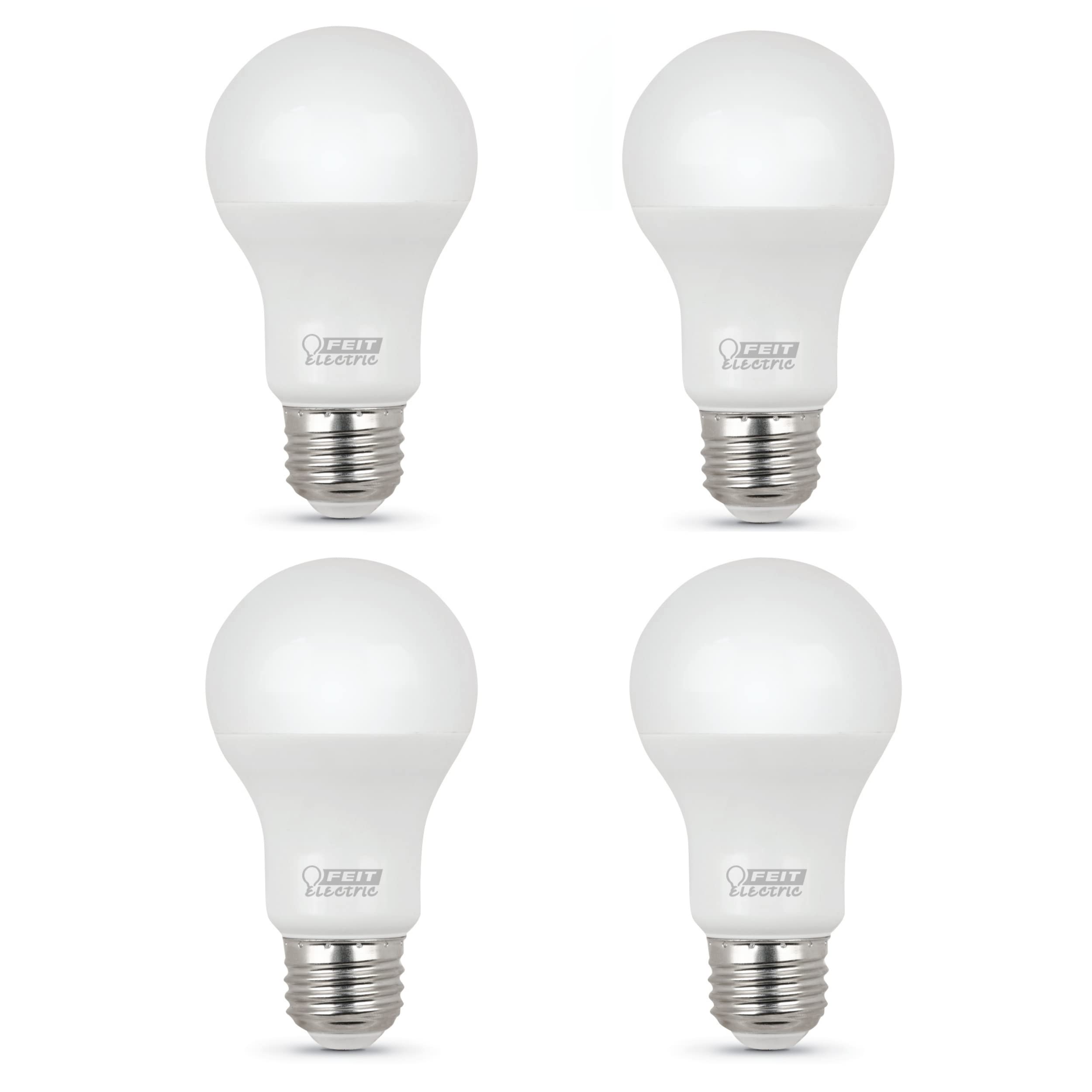 Feit Electric A19 LED Light Bulb, 60W Equivalent, E26 Medium Base, 800 Lumens, 3500K Neutral White, Non-Dimmable Standard Light Bulb, 10-year Lifetime, A800/835/10KLED/4, 4 Packs