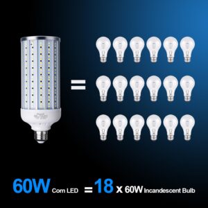 DooVii 2-Pack 500W Equivalent LED Corn Bulb,5500 Lumen 6000K,Cool Daylight LED Street and Area Light,E26/E27 Medium Base,for Outdoor Indoor Garage Warehouse High Bay Barn Backyard and More