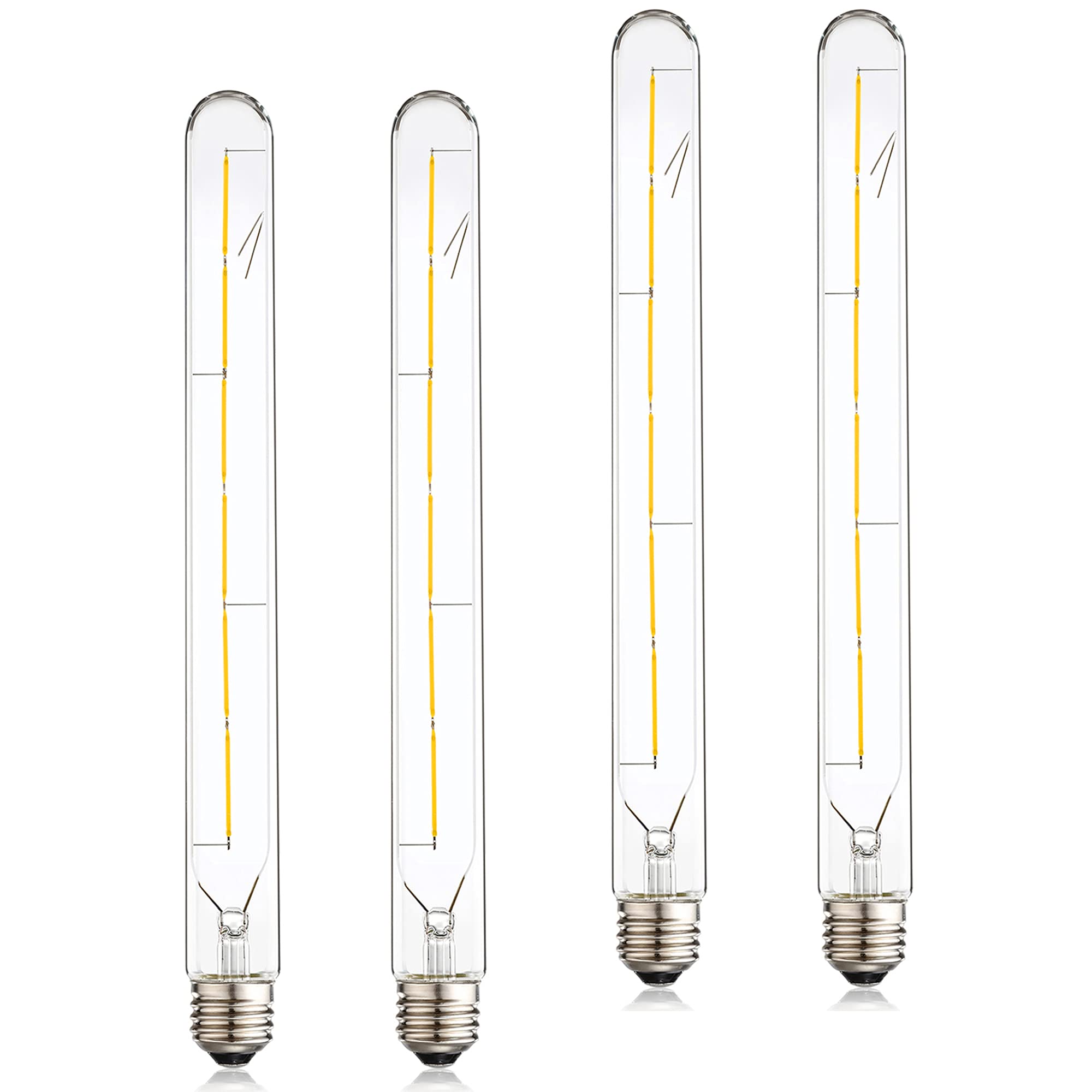 Dimmable Led Tubular Bulb 12W,3000K Soft White,T30 Long Tube Edison Led Vintage Filament Bulb,100W Equivalent,Clear Glass Cover, E26 Medium Base,4-Pack. (11.8in(300mm)-6W)