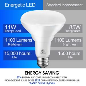 Energetic 12 Pack LED Recessed Light Bulbs BR30, 1100Lumens, 85W Equivalent, Dimmable, Soft White 2700K,Indoor Flood Lights for Recessed Cans, UL Listed