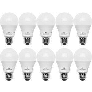 great eagle lighting corporation a19 led light bulb, 12w (75w equivalent), ul listed, 2700k (warm white), 1050 lumens, non-dimmable, standard replacement (10 pack)