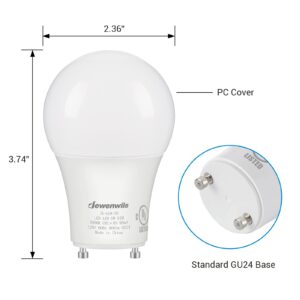 DEWENWILS GU24 LED Light Bulb, 60W Equivalent, Dimmable 2 Prong Light Bulbs, 5000K Daylight White, 9W 800 Lumens, A19 Shape Bulbs, GU24 Twist Lock Base, UL Listed, 4 Pack