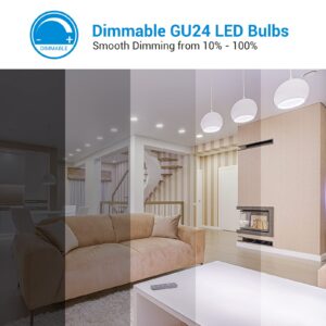 DEWENWILS GU24 LED Light Bulb, 60W Equivalent, Dimmable 2 Prong Light Bulbs, 5000K Daylight White, 9W 800 Lumens, A19 Shape Bulbs, GU24 Twist Lock Base, UL Listed, 4 Pack