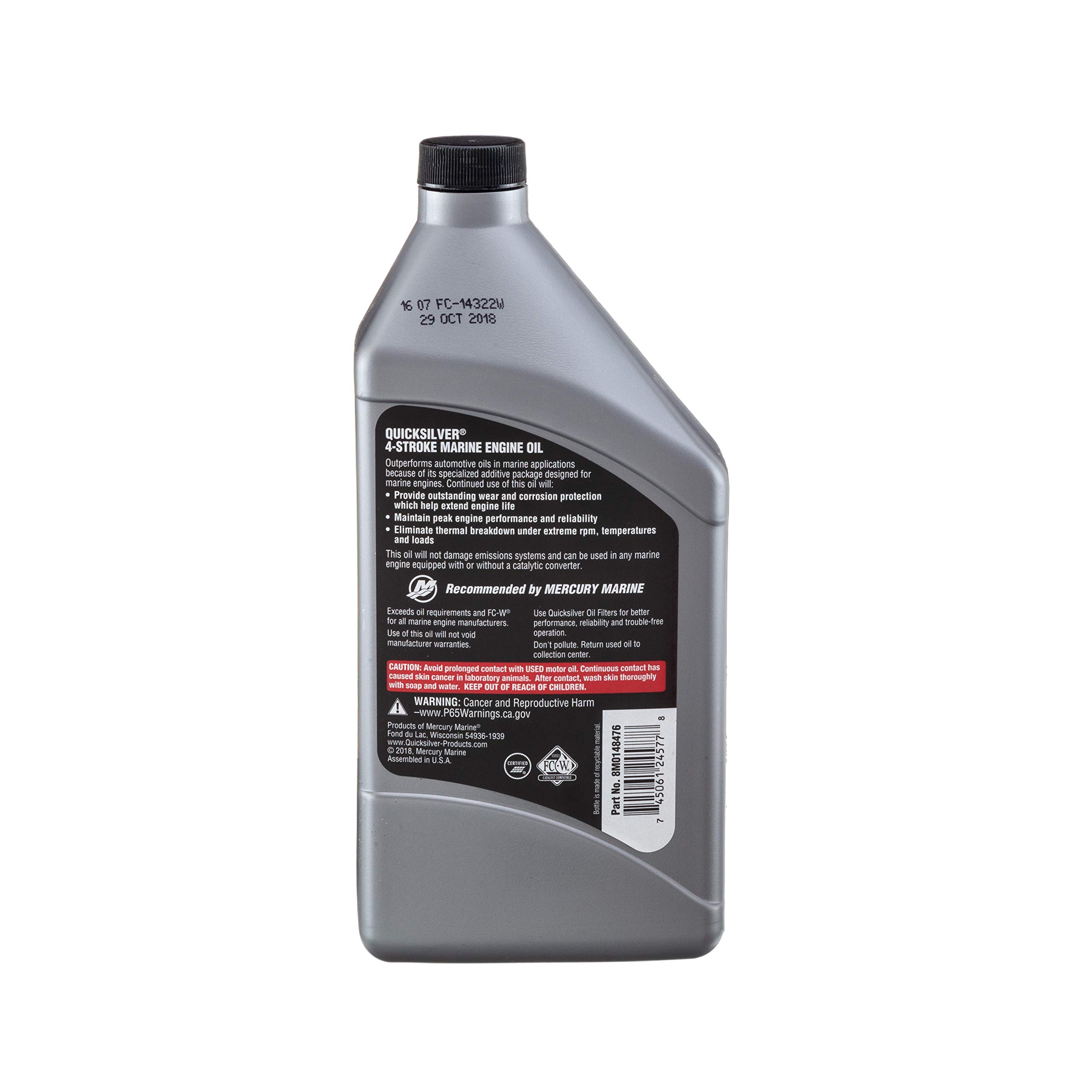 Quicksilver 10W-40 Marine Engine Oil - 1 Qt.