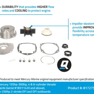 Quicksilver 817275A09 Water Pump Repair Kit for Mercury Verado 4-Cylinder 135-300 Hp Outboards