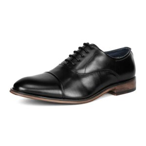 bruno marc mens lace up soft cap-toe formal dress shoes, 2/black - 13 (oxford)