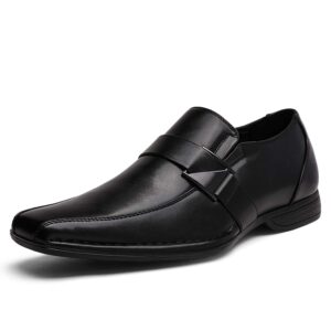 bruno marc men's giorgio-3 black leather lined dress loafers shoes - 9 m us