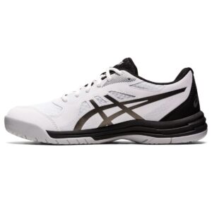 asics men's upcourt 5 volleyball shoes, 8.5, white/gunmetal