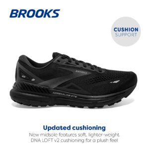 Brooks Men’s Adrenaline GTS 23 Supportive Running Shoe - Black/Black/Ebony - 11.5 Medium