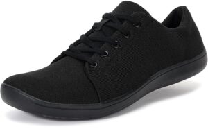 whitin men's fashion barefoot knit minimalist sneakers wide fit toe box low drop sole size 9 minimus casual minimal laces up shoes flat all black 42