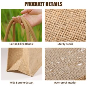 YOTNUS 10 Pack Burlap Jute Tote Bag, Reusable Grocery Bags with Handle Waterproof Beach Bag Bulk, Market Bag Burlap, Gift Bags, Large DIY Blank Tote for Wedding, Bridesmaid Bachelorette Bags