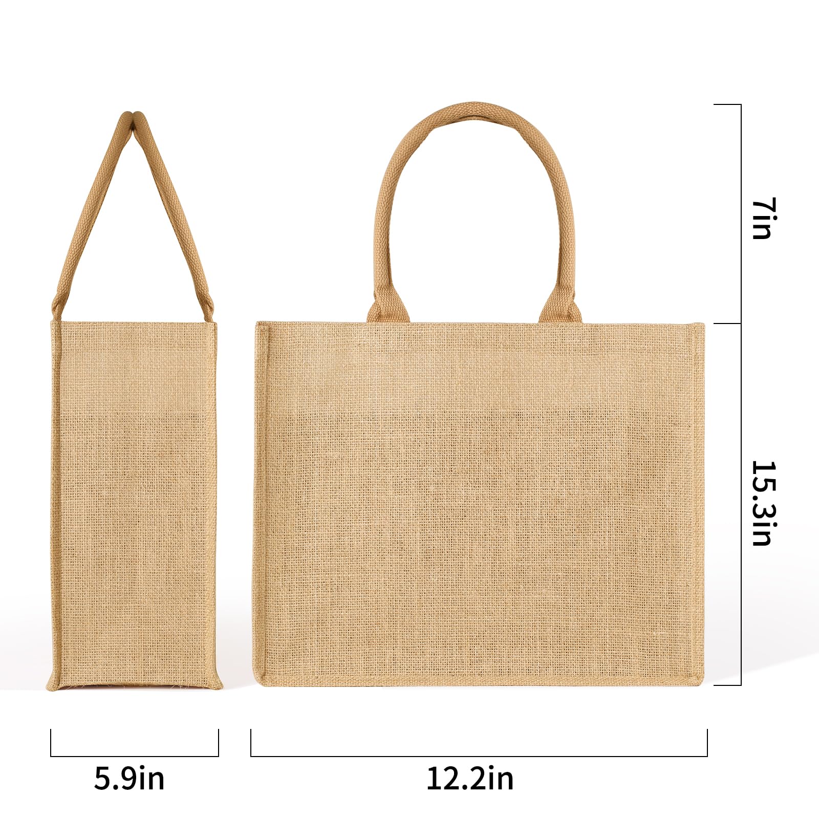 YOTNUS 10 Pack Burlap Jute Tote Bag, Reusable Grocery Bags with Handle Waterproof Beach Bag Bulk, Market Bag Burlap, Gift Bags, Large DIY Blank Tote for Wedding, Bridesmaid Bachelorette Bags