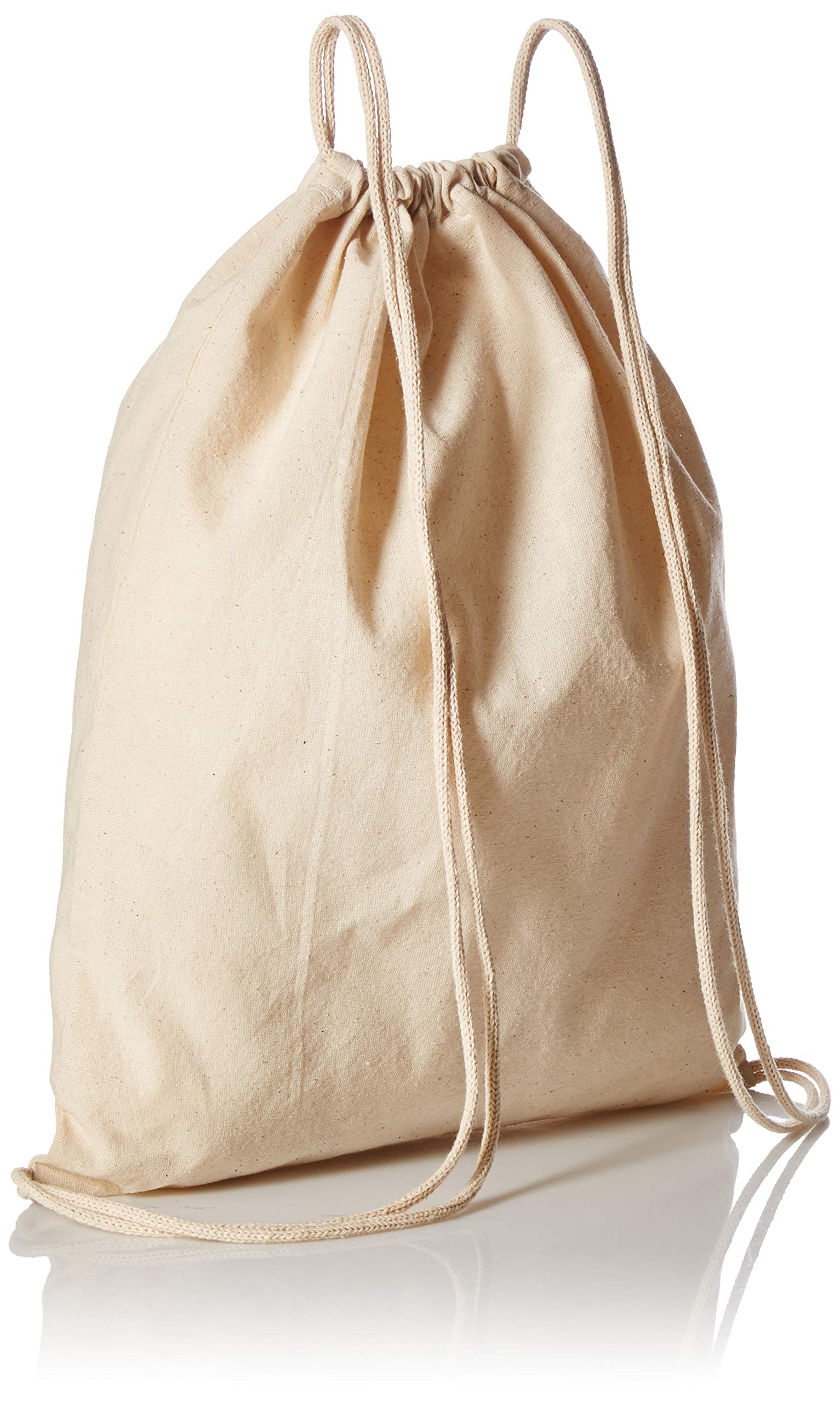 TBF 12 Pack Bulk Cotton Canvas Drawstring Backpack Bags (14" W x 18" H) - Perfect for DIY, Crafts, Events & More