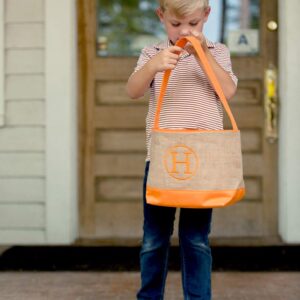 Large Burlap Bucket Tote Bag -Children's Toys- Halloween - Baby *Can Be Personalized (Monogrammed - Orange)