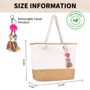 Genovega Extra Large Woven Straw Beach Tote Bag Sandproof for Women, Oversized XL Womens ladies Big Canvas Waterproof Totes Bags Zipper Pocket Best Gifts