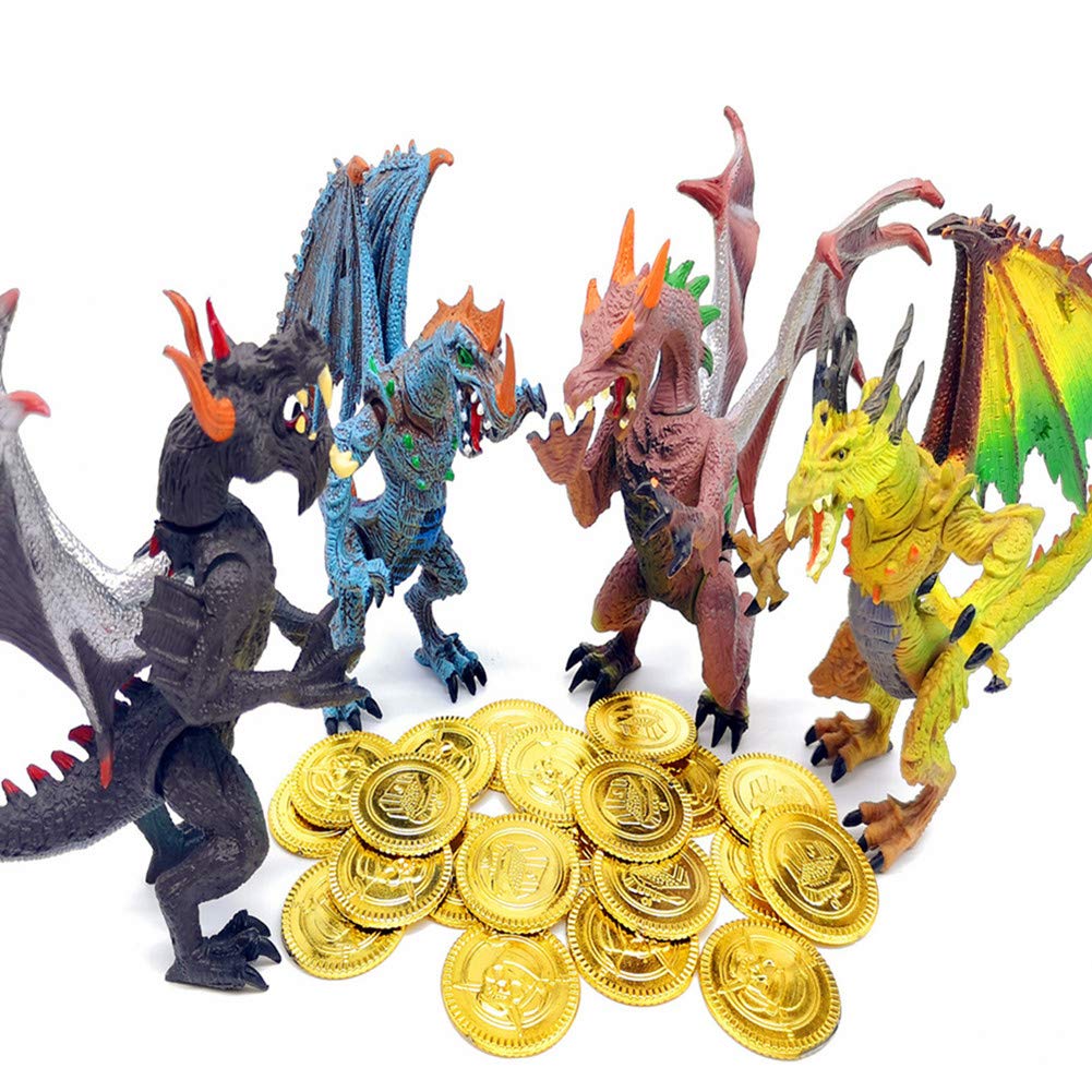 Guaishou Ancient Dragon Knight 4pcs Action Figure with Gold Coin 20PCS