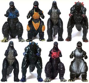 ezfun set of 8 godzilla toys movable joint birthday kids 2019 action figures king of the monsters burning heisei mecha ghidorah pack plastic mini dinosaur playsets cake toppers package