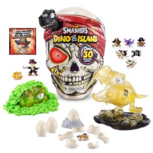 zuru smashers dino island giant t-rex skull with 30+ surprises and mini eggs, dinosaur discovery toy, age 5+