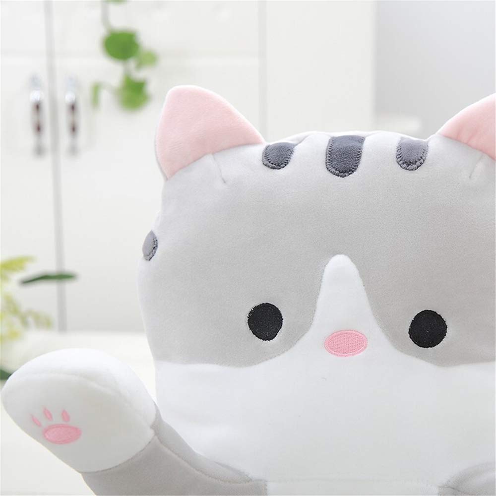 shangman Lovely Plush Cat Doll Cute Cartoon Soft Stuffed Kitten Pillow Long Throw Sleeping Toy Gift for Kids Girlfriend Multiple Size (Grey,50cm/19.6in)