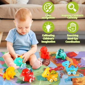 ALASOU 7 PCS Dinosaur Fantastic Creatures Toys with Playmat/Storage Bag|Baby Car Toys for 1 Year Old Boy|1st Birthday Gifts for Toddler Toys Age 1-2|1 Year Old Boy Birthday Gift for Infant Toddlers