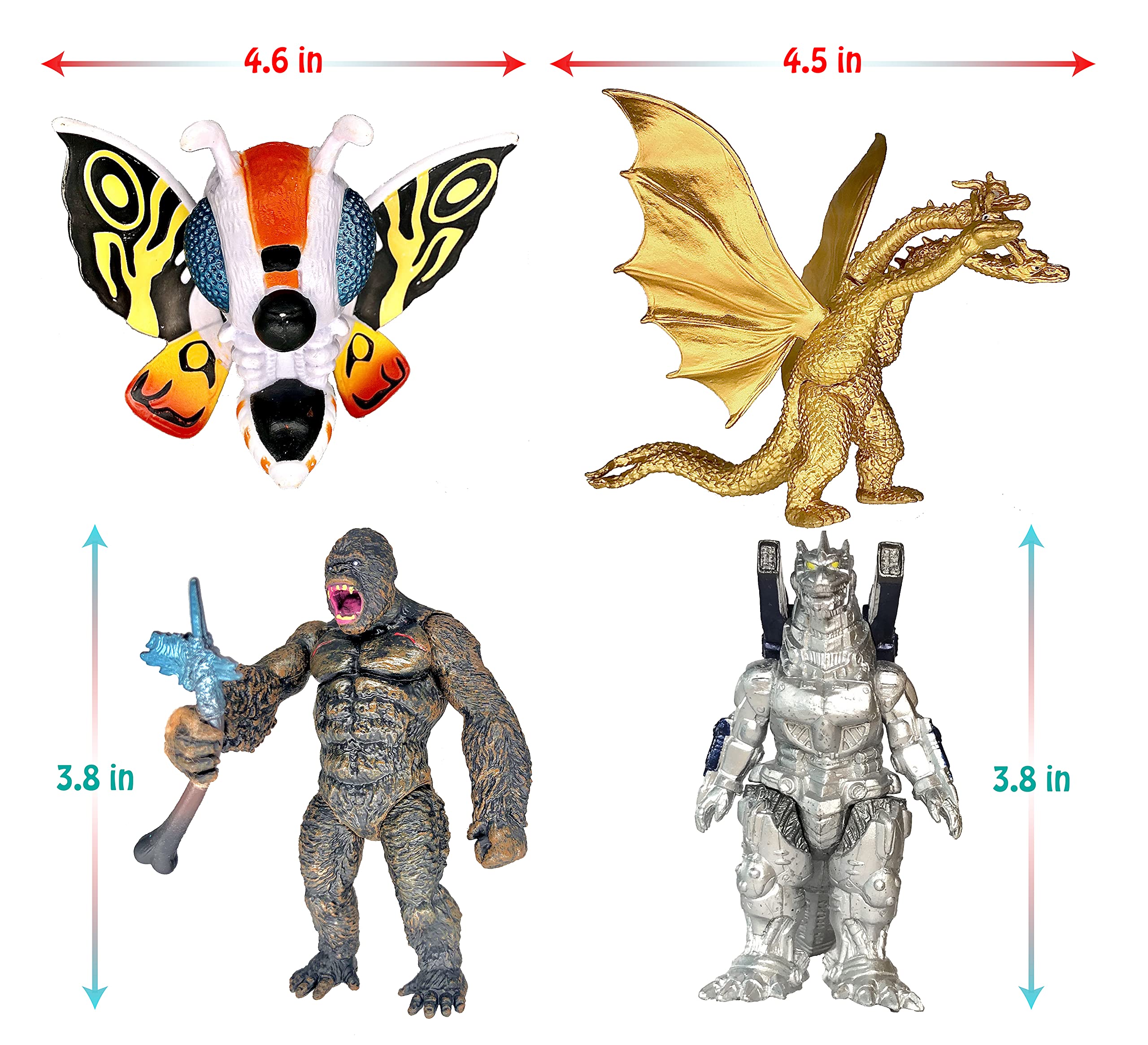 TwCare Set of 7 Godzilla Toys with Carry Bag, Movable Joint Action Figures 2021, King of The Monsters Mini Dinosaur Mothra Imago Burning Heisei Mecha Ghidorah Playsets Kids Birthday Cake Toppers Pack