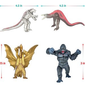 TwCare Exclusive Set of 6 Godzilla vs Kong Toys Movable Joint Action Figures, King of The Monster Dinosaur Shin Ghidorah Skull Crawler Mecha Mechagodzilla Cake Toppers Pack