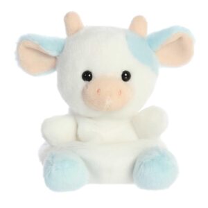 aurora® adorable palm pals™ skyla blueberry cow™ stuffed animal - pocket-sized play - collectable fun - blue 5 inches