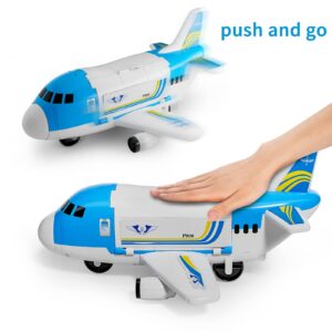 LOVE LIFE Airplane Toy Set Transport Cargo Plane Play Toy Gift for 3 4 5 6 Years Old Boys Girls Kids,Aircraft Vehicle Toys with 5 Mini Cars,Helicopter and Construction Worker