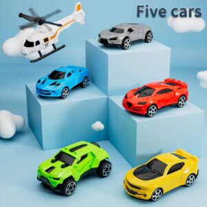 LOVE LIFE Airplane Toy Set Transport Cargo Plane Play Toy Gift for 3 4 5 6 Years Old Boys Girls Kids,Aircraft Vehicle Toys with 5 Mini Cars,Helicopter and Construction Worker