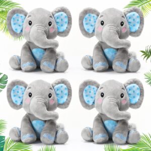 libima 4 pcs small elephant stuffed animals bulk 6 inch cute elephant plush sets soft cuddly stuffed elephants for boys girls baby birthday baby shower gender reveal party supplies decor (blue)