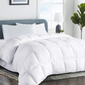 cohome all season queen size cooling comforter，fluffy down alternative comforter - quilted duvet insert with corner tabs - luxury soft hotel comforter - reversible - breathable - white