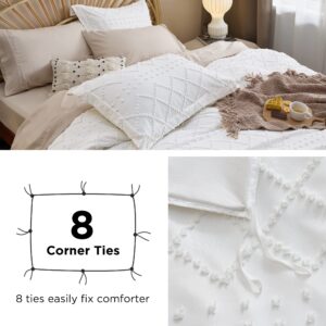 Bedsure Twin/Twin XL Duvet Cover - Duvet Cover Twin Size, Twin Boho Bedding for All Seasons, 2 Pieces Embroidery Shabby Chic Home Bedding Duvet Cover (White, Twin/Twin XL, 68x90)