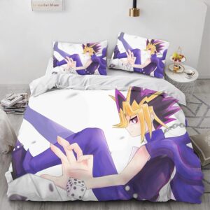 akardo yu gi king card game blue eyes dragon anime duvet covers, soft microfiber washed duvet cover set 3 pieces with zipper closure,beding set (05,queen (90"x90"))