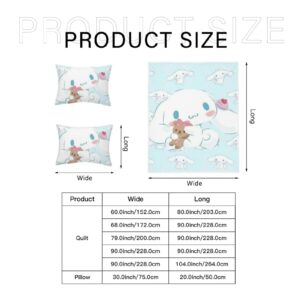 RIDD 3pcs Cinnamoroll Duvet Cover, Twin Bedding Sets, Kawaii Bedding, Anime Comforter Bedspread Quilt Cover, Kawaii Beding Gifts for Teenage Boys Girls, 2 Pillow Sham