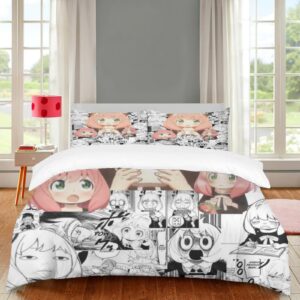 maph 3pcs s-py cartoon family duvet cover,twin bedding sets,kawaii bedding, anime comforter bedspread quilt cover,kawaii beding gifts for teenage boys girls,2 pillow sham 79x90 inch(full)